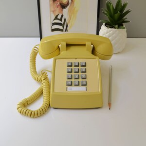Yellow Push Button Desk Phone, Restored and Working - Etsy