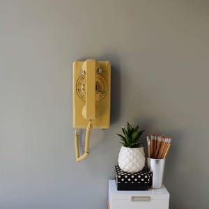 Rotary Wall Phone Restored and Working, Yellow Rotary Dial Vintage Wall ...