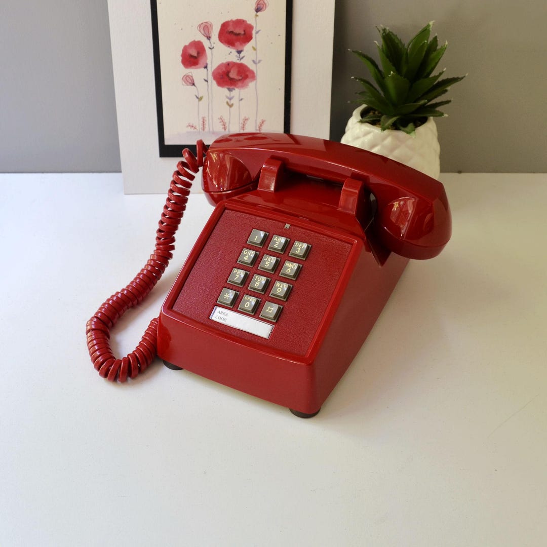 Red Push Button Desk Phone, Restored and Working - Etsy