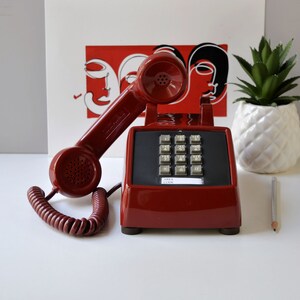 Red Push Button Desk Phone, Restored and Working Touch Tone Telephone ...