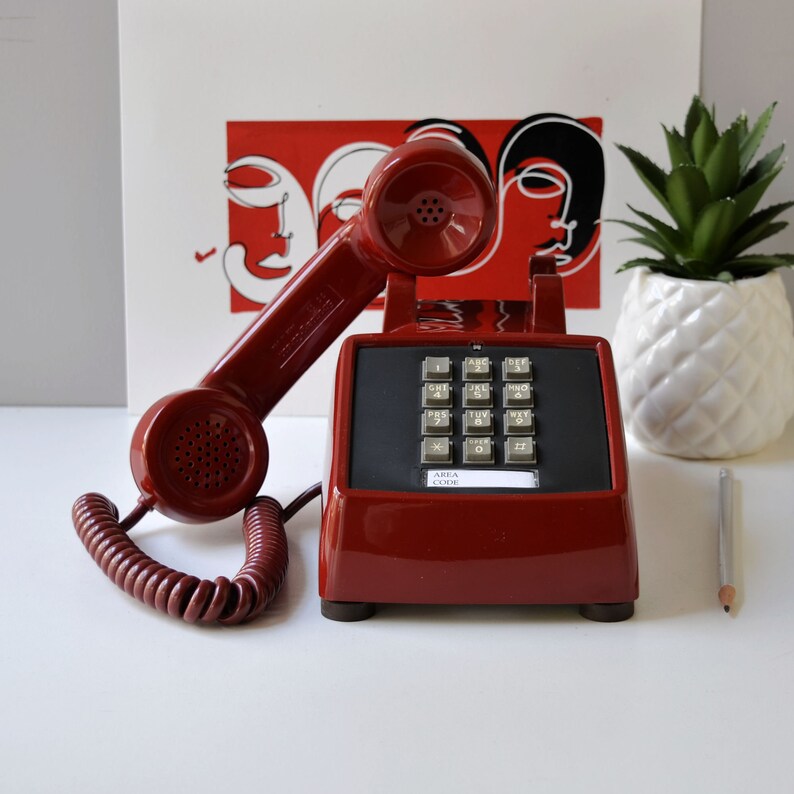 Red Push Button Desk Phone Restored and Working Touch Tone - Etsy