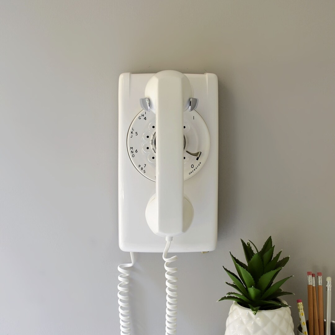 White Rotary Dial Wall Phone, Restored and Working - Etsy