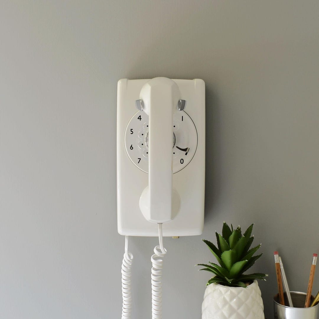 White Rotary Dial Wall Phone, Restored and Working - Etsy