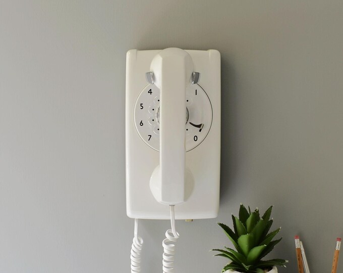 White Rotary Dial Wall Phone, Restored and Working - Etsy