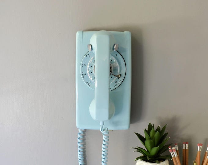 Blue Rotary Dial Wall Phone Restored and Working - Etsy
