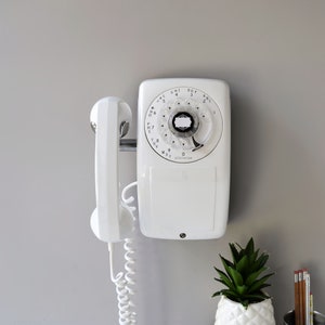 White Rotary Dial Side Hook Wall Phone by Automatic Electric, Restored ...
