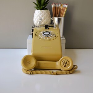 Rotary Wall Phone Restored and Working, Yellow Rotary Dial Vintage Wall ...