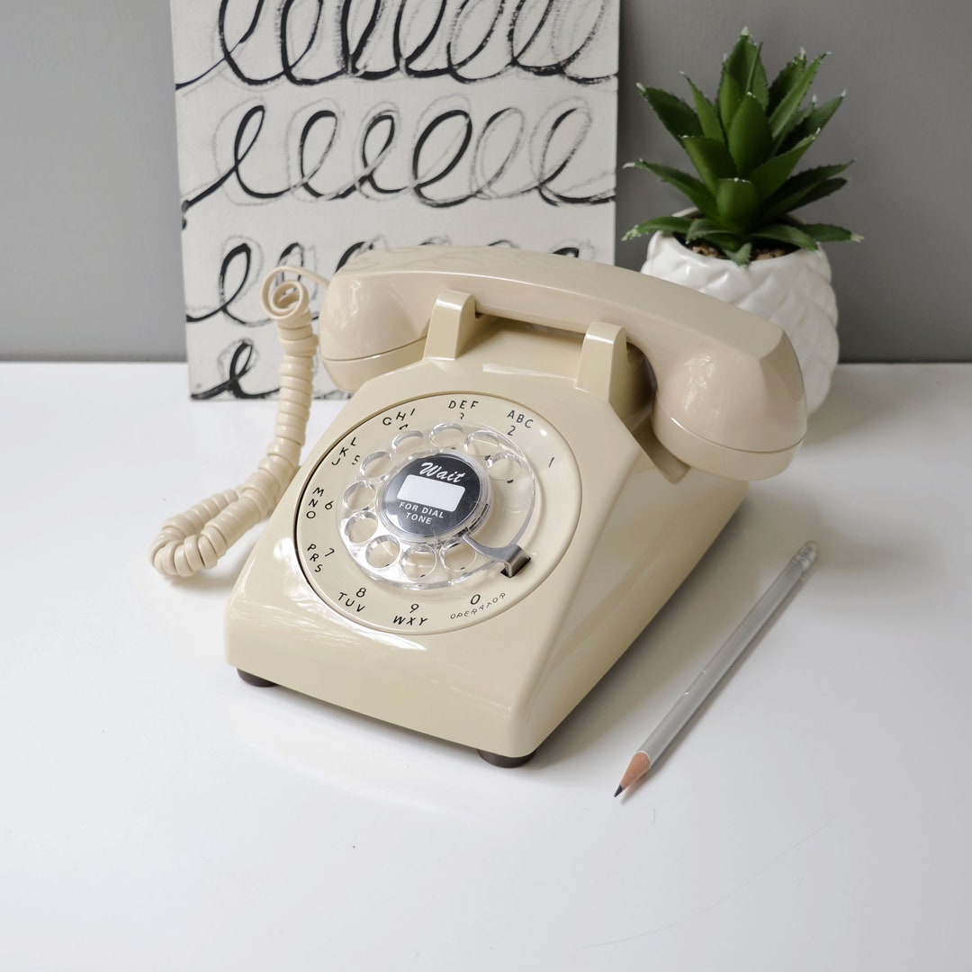 Beige Rotary Dial Desk Phone, Restored and Working - Etsy