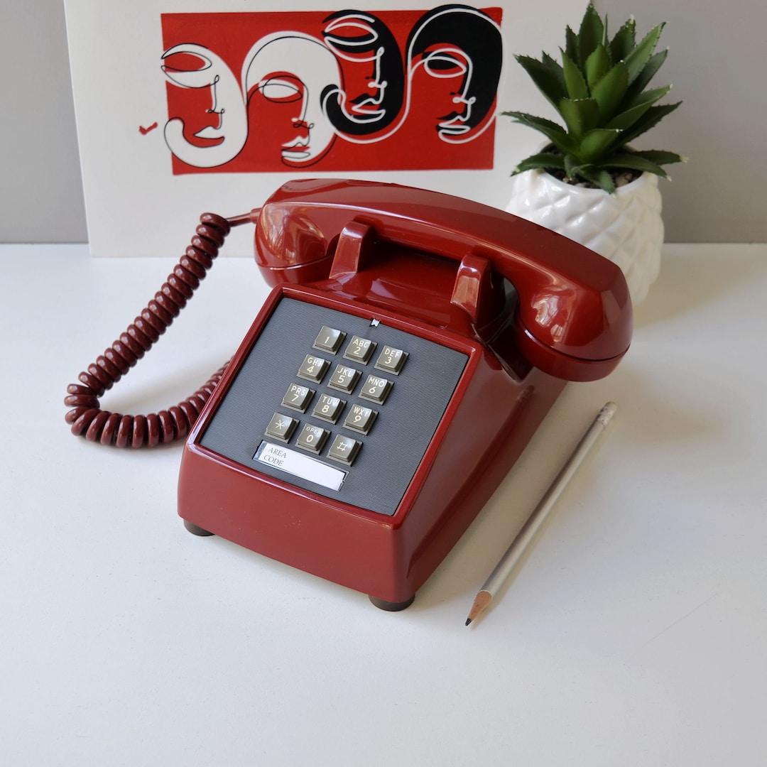 Red Push Button Desk Phone, Restored and Working Touch Tone Telephone ...
