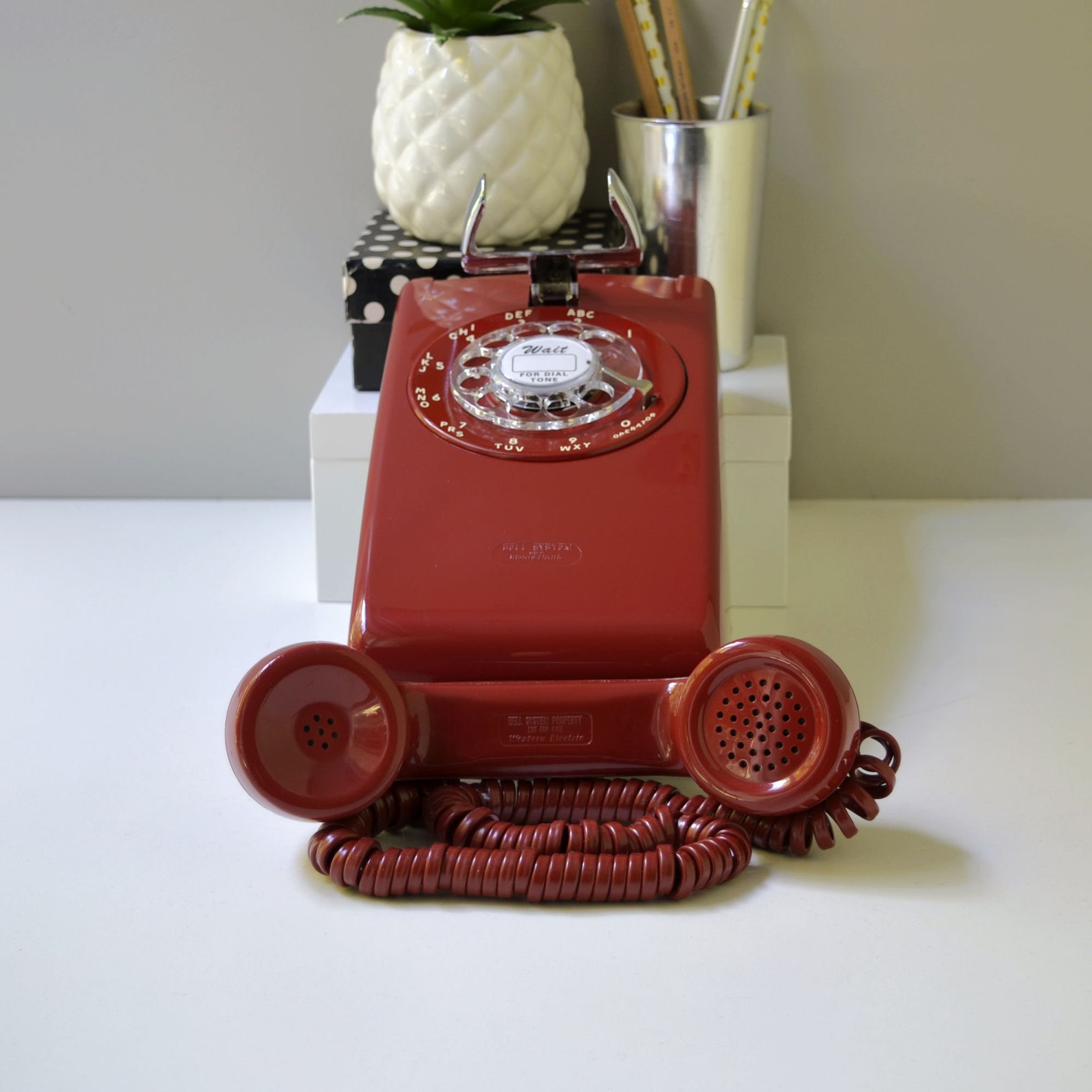 Red Rotary Dial Wall Phone Restored and Working - Etsy
