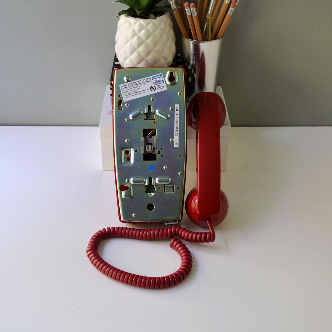 Retro Touch Tone Wall Phone in Red, Restored and Working - Etsy