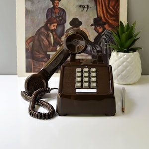 Brown Push Button Desk Phone, Restored and Working Retro Touch Tone ...