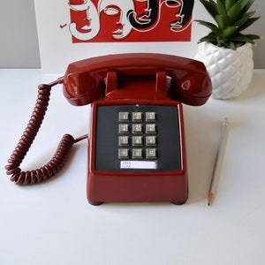 Red Push Button Desk Phone, Restored and Working Touch Tone Telephone ...