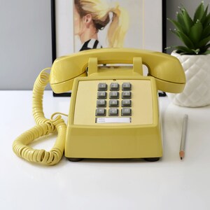 Yellow Push Button Desk Phone, Restored and Working - Etsy