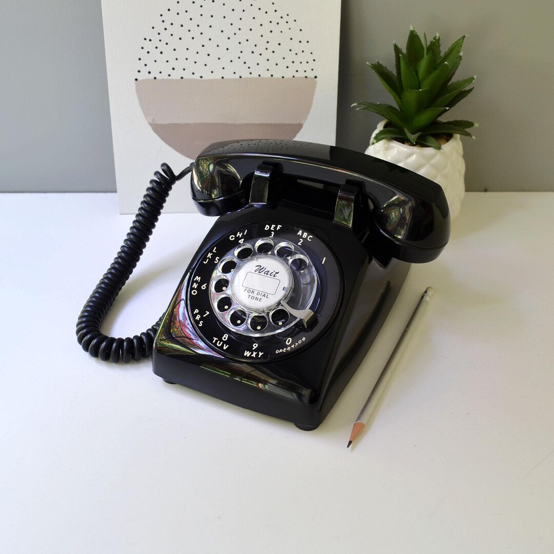 Black Rotary Phone Restored and Working, Retro Desk Phone in Black - Etsy