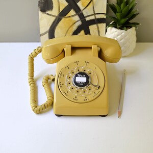 Vintage Rotary Phone Restored and Working, Retro Desk Phone in Yellow ...