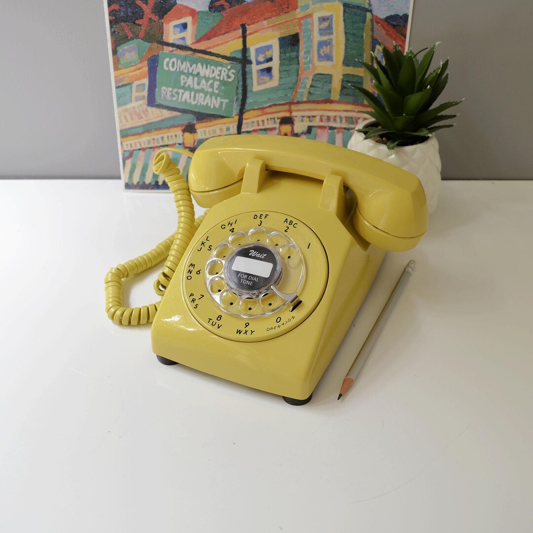 Vintage Yellow Desktop Rotary Phone Restored and Working - Etsy