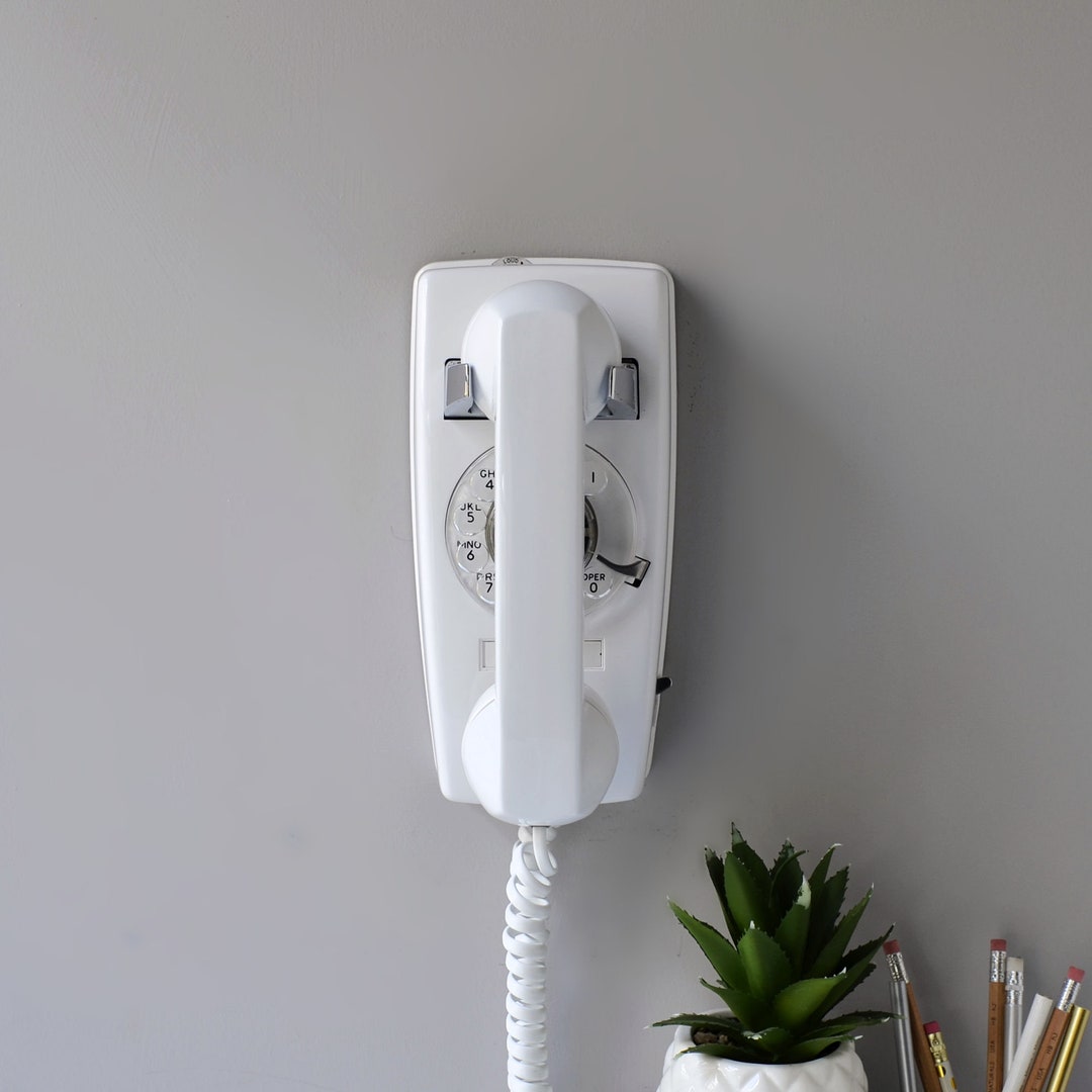 White Rotary Dial Wall Phone, Restored and Working - Etsy