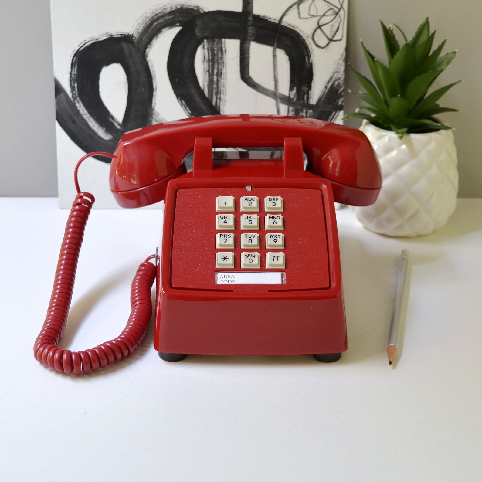 Red Push Button Desk Phone Restored and Working Touch Tone - Etsy