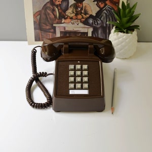 Brown Push Button Desk Phone, Restored and Working Retro Touch Tone ...