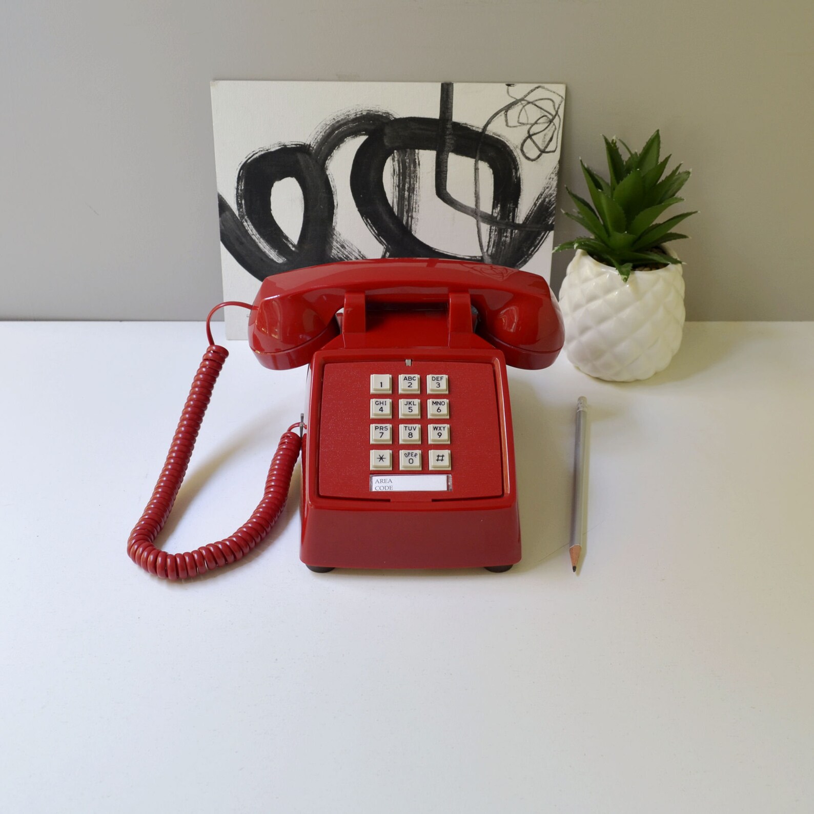 Red Push Button Desk Phone Restored and Working Touch Tone - Etsy