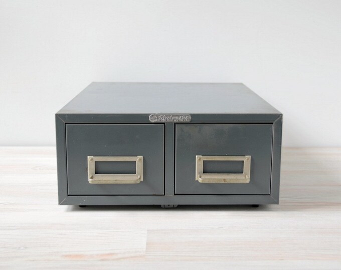 Vintage Metal Card File 2 Drawer Steelmaster Card File Industrial Metal ...