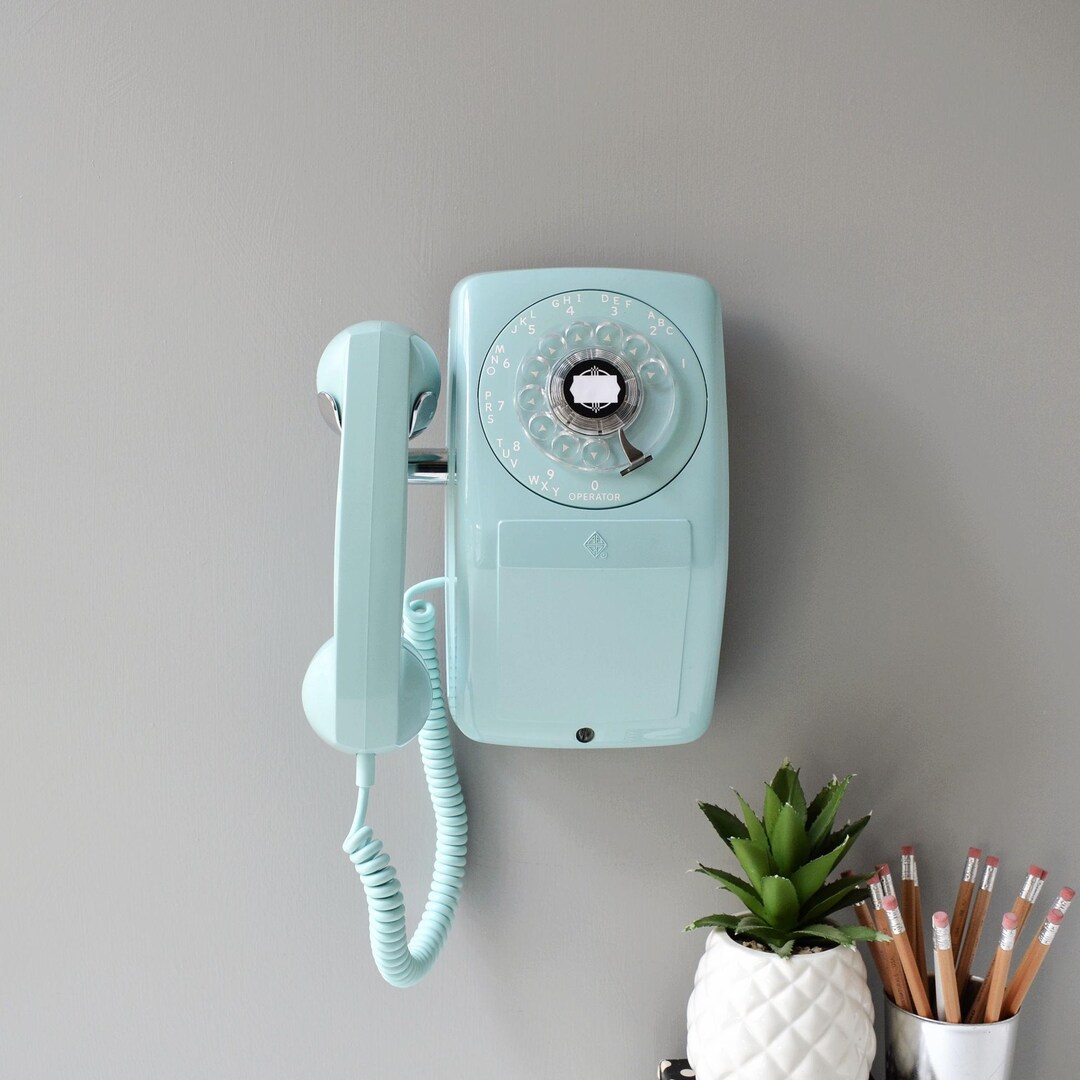 Blue Rotary Dial Side Hook Wall Phone by Automatic Electric, Restored ...