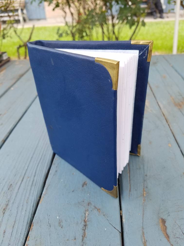 Navy Hardcover Vinyl Book with 200 25% cotton linen pages and | Etsy