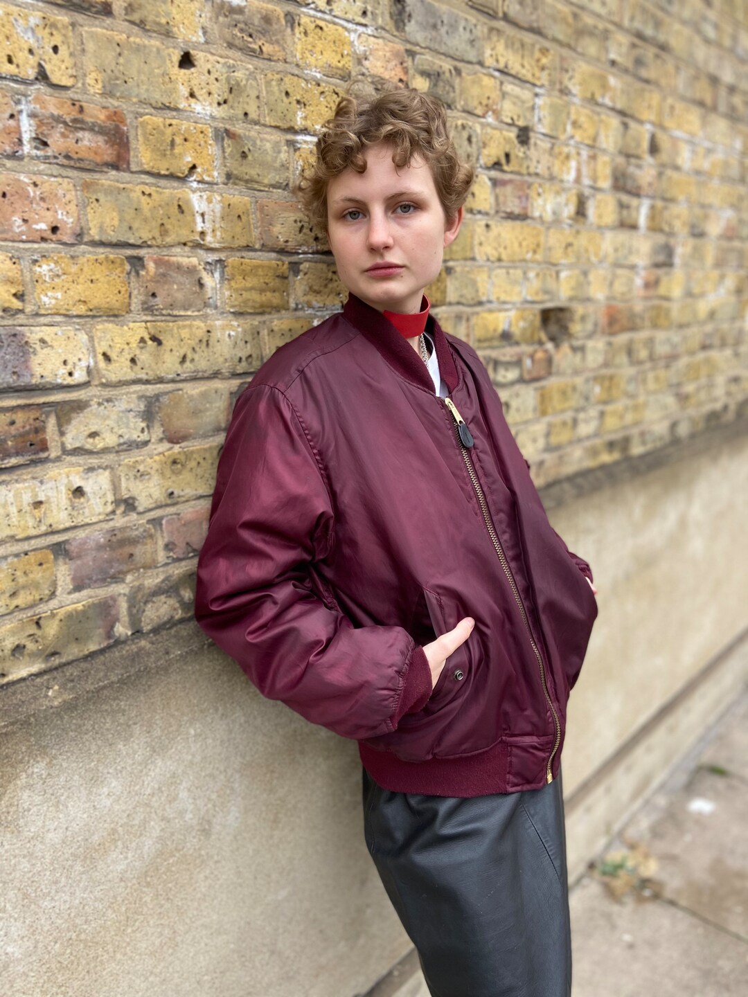 Authentic Vintage 2000s Delta Burgundy/orange Reversible Bomber Jacket ...
