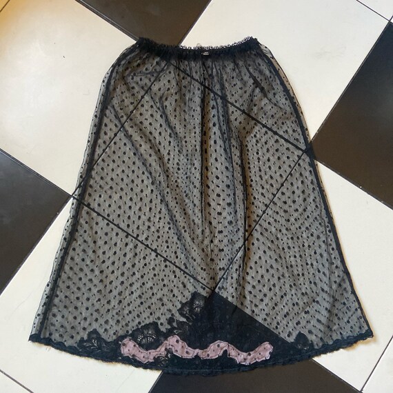 Authentic 80s Janet Reger black polka dot slip/skirt - Gem