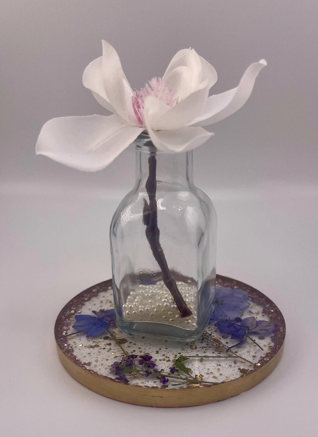 Flower in Glass, Decorated Coaster | Handmade | Birthday | Engagement ...