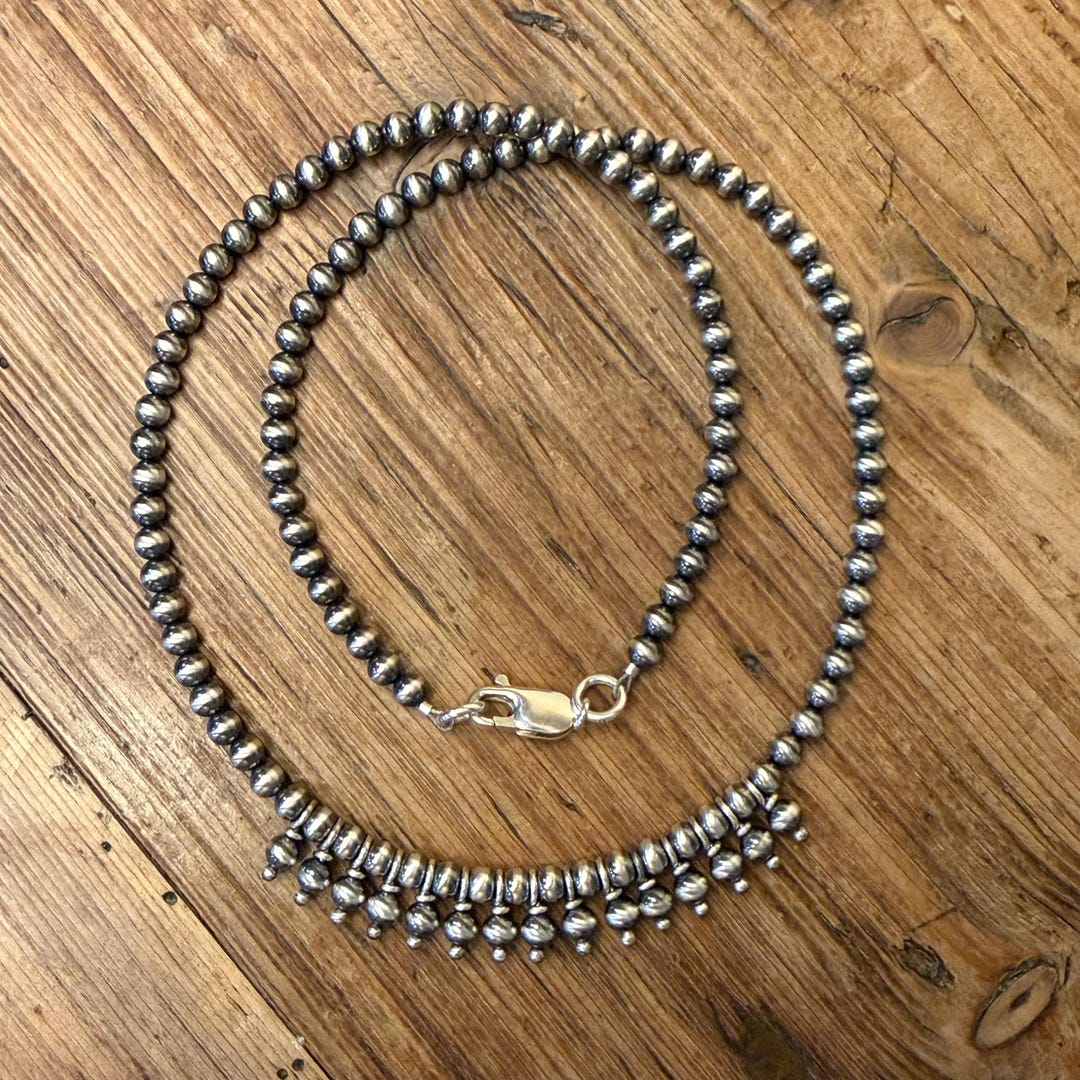 Two Tier Sterling Silver Navajo Pearl Necklace. Two Layer Oxidized ...