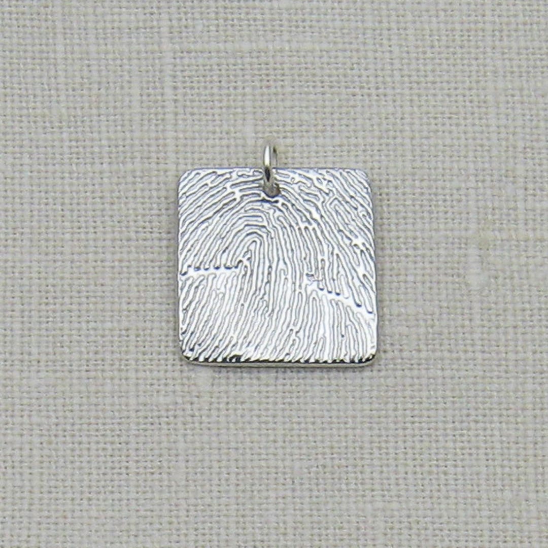 Fingerprint Square Pendant, Thumb Print Necklace, Custom Personalized ...