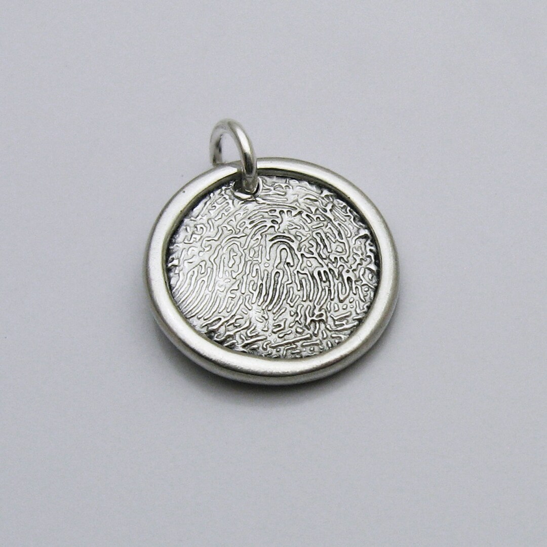 Fingerprint Circle Pendant With Raised Border, Sterling Silver Thumb ...