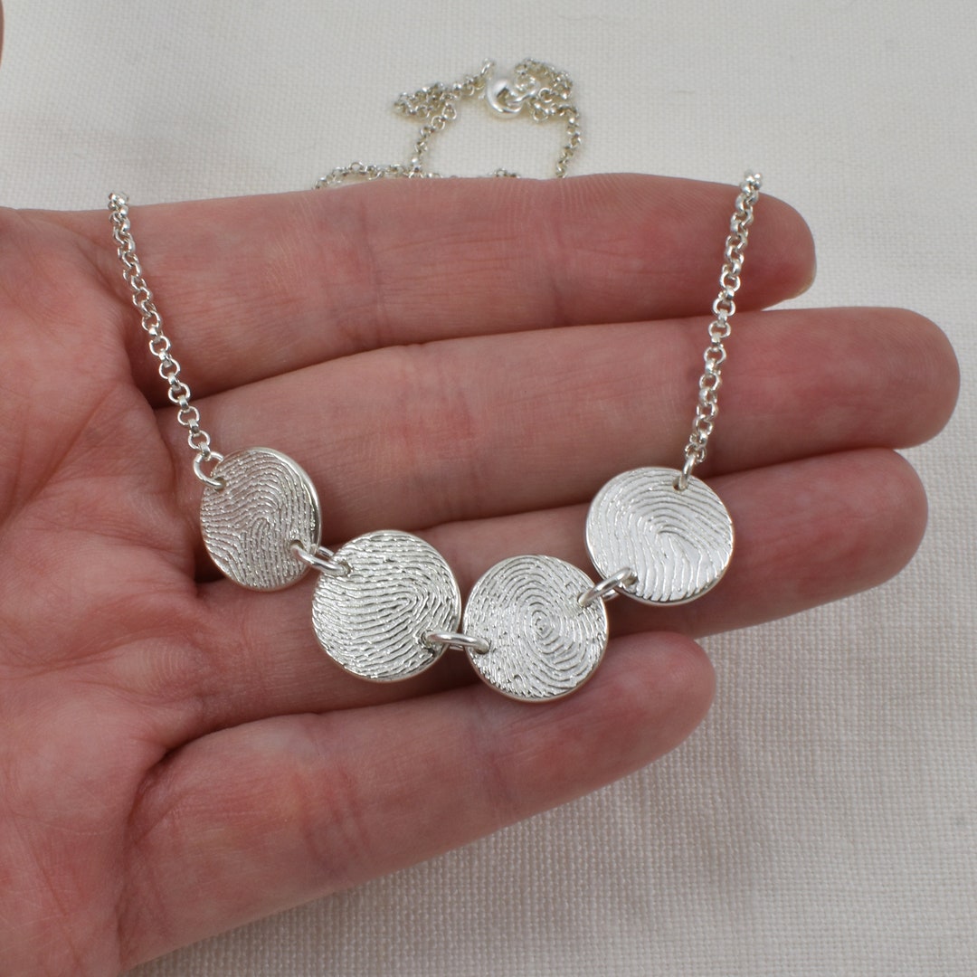 Silver Fingerprint Necklace, Sterling Silver Jewelry, Multiple ...