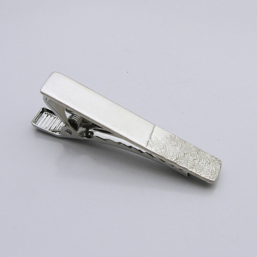 Personalized Silver Men's Fingerprint Tie Clip Custom - Etsy