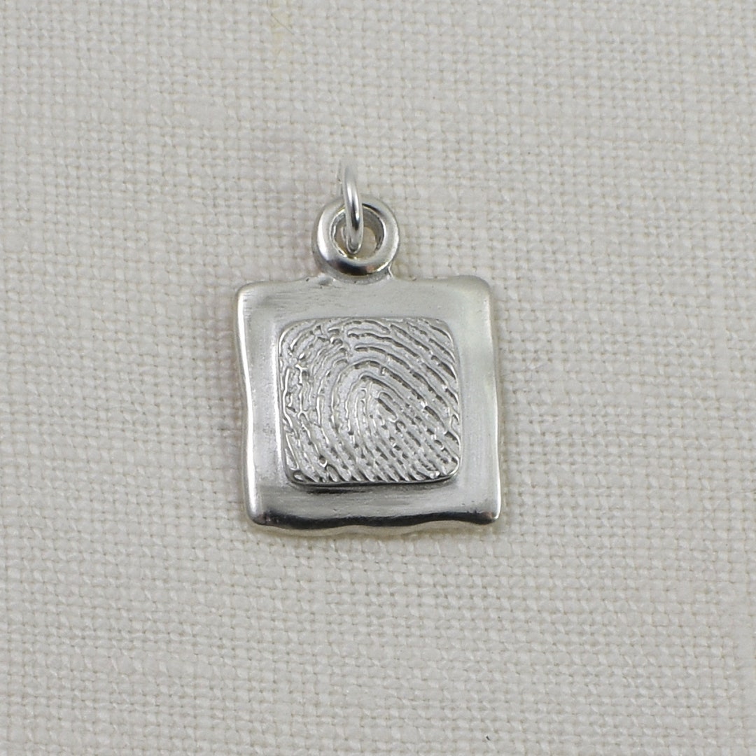 Sterling Silver Fingerprint Square Pendant, Custom Personalized ...