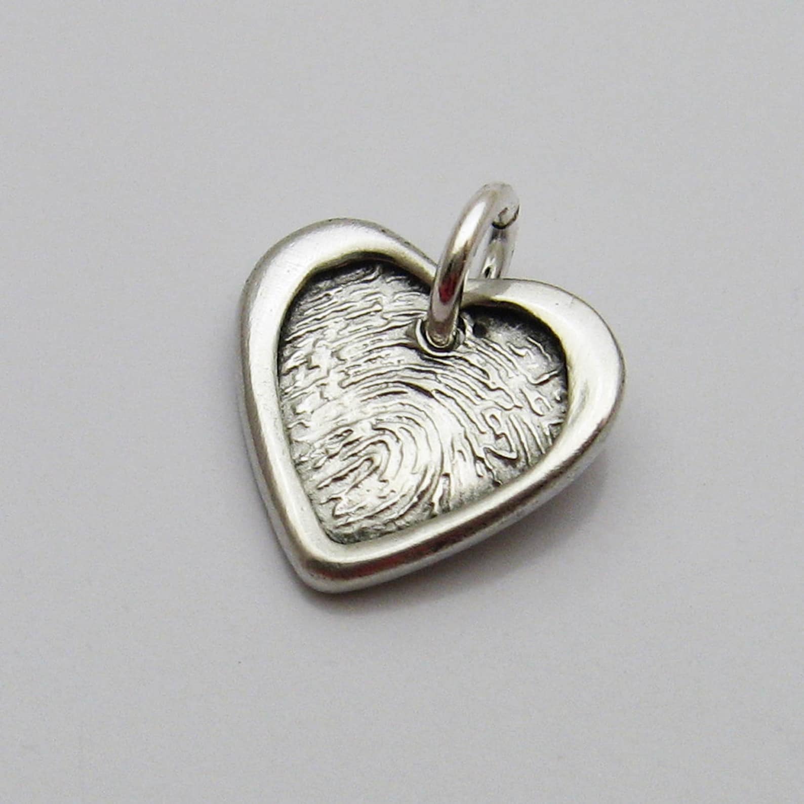 Fingerprint Jewelry Heart Fingerprint Charm Silver Heart - Etsy