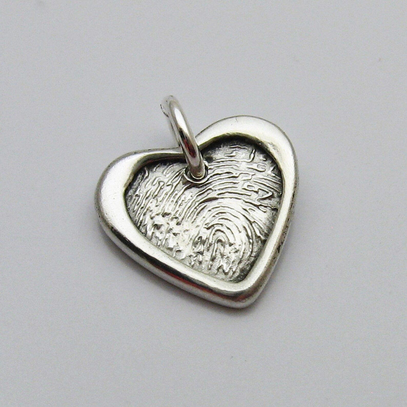 Fingerprint Jewelry Heart Fingerprint Charm Silver Heart - Etsy