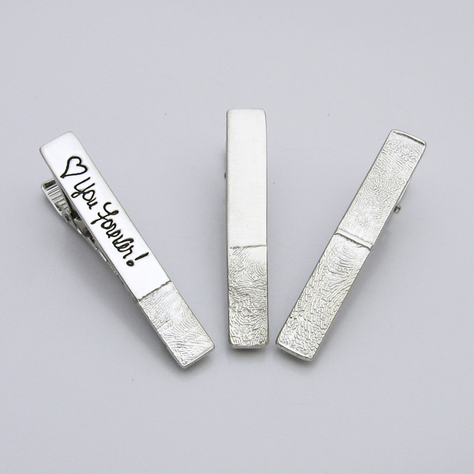 Personalized Silver Men's Fingerprint Tie Clip Custom - Etsy