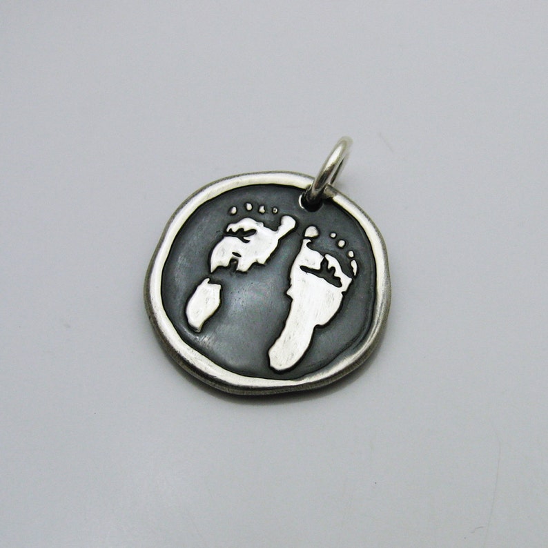 Babys Footprint Jewelry Silver Baby Feet Pendant Custom | Etsy