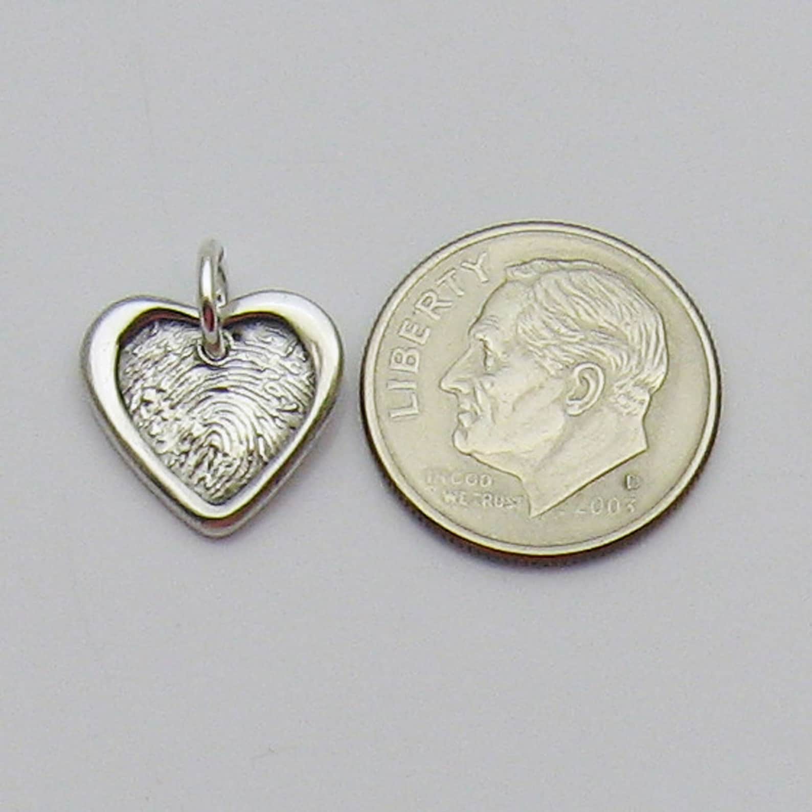 Fingerprint Jewelry Heart Fingerprint Charm Silver Heart - Etsy