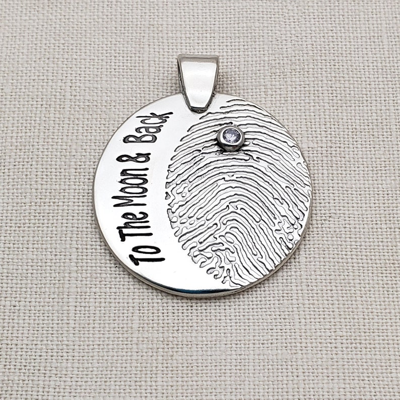 Fingerprint Pendant - to the Moon and Back: Sterling Silver Handwriting ...