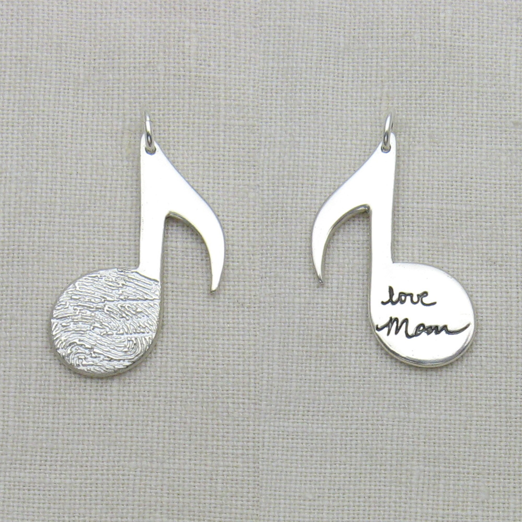 Fingerprint Music Note Pendant Personalized Handwriting | Etsy