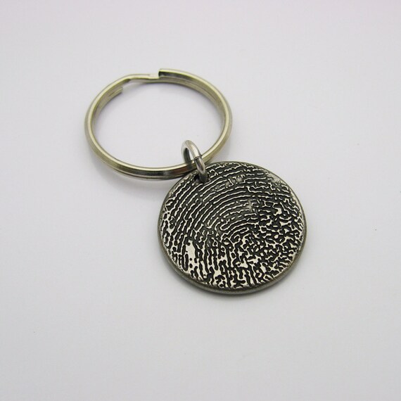 Personalized Rustic Metal Fingerprint Keychain Durable - Etsy