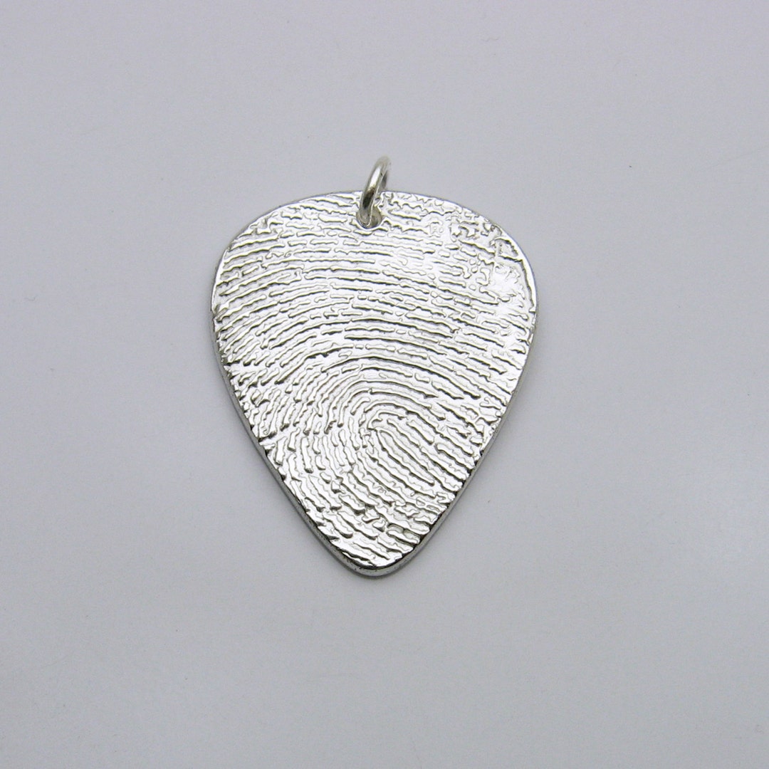 Fingerprint Guitar Pick Pendant: Sterling Silver Personalized Memorial ...