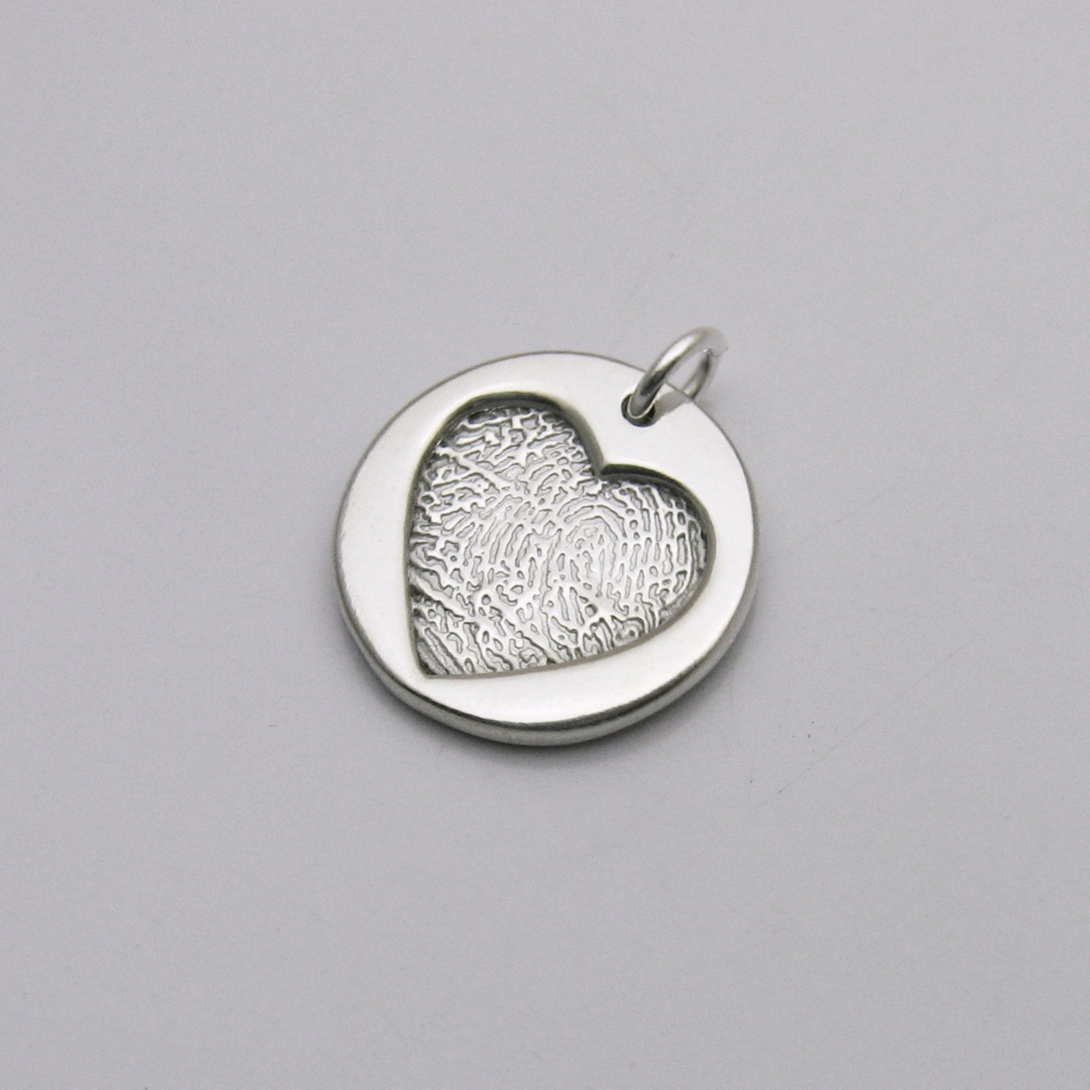 Silver Heart Fingerprint Charm Personalized Silver Heart | Etsy