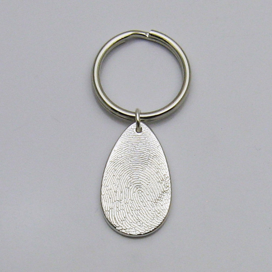 Teardrop Fingerprint Keychain, Custom Fingerprint Keychain, Sterling ...