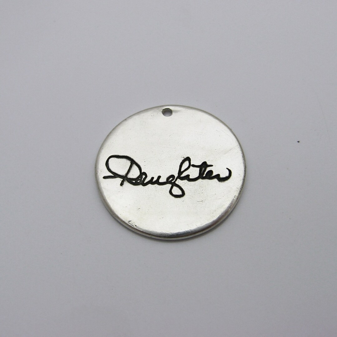 Sterling Silver Engraved Handwriting Circle Pendant: Custom ...