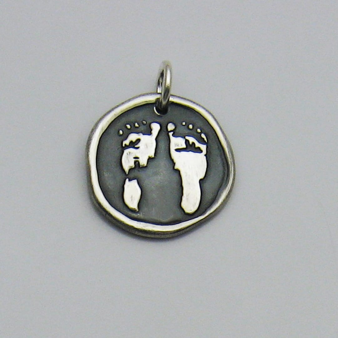 Babys Footprint Jewelry Silver Baby Feet Pendant Custom - Etsy